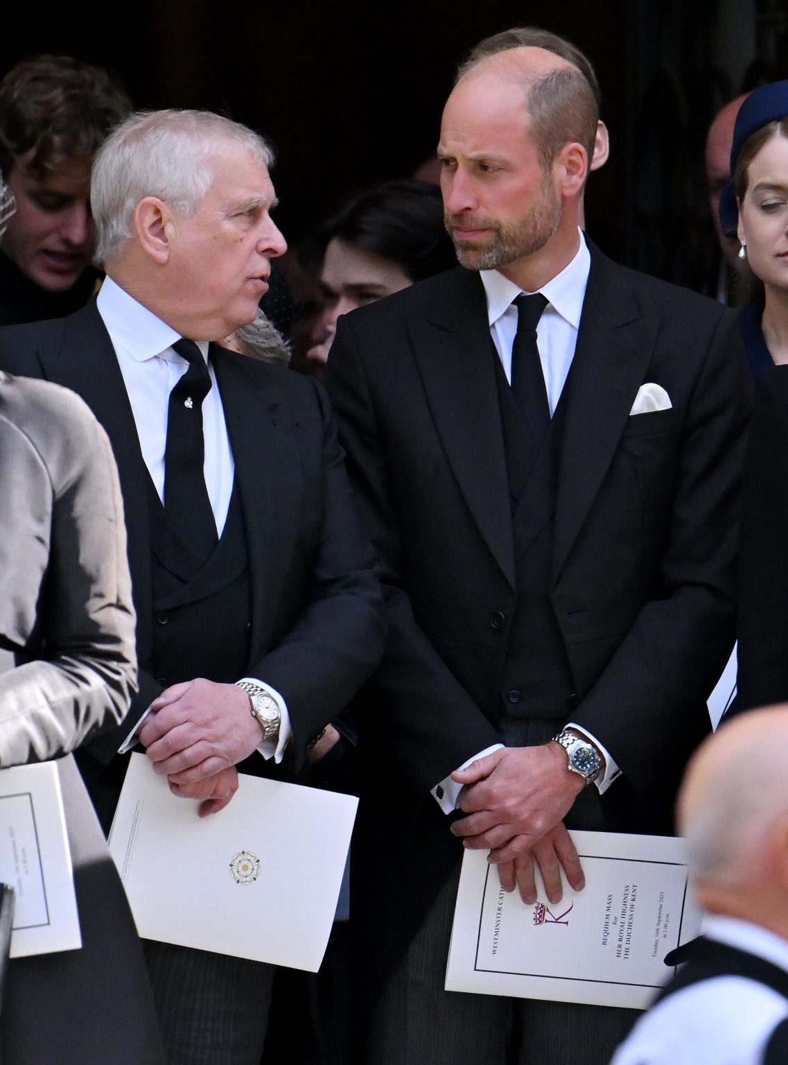 Prince William and uncle Andrew's 'very frosty' moment at Duchess of Kent's funeral